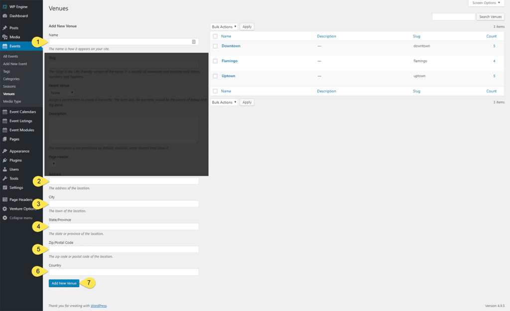 Event Venues – Venture Event Manager Documentation